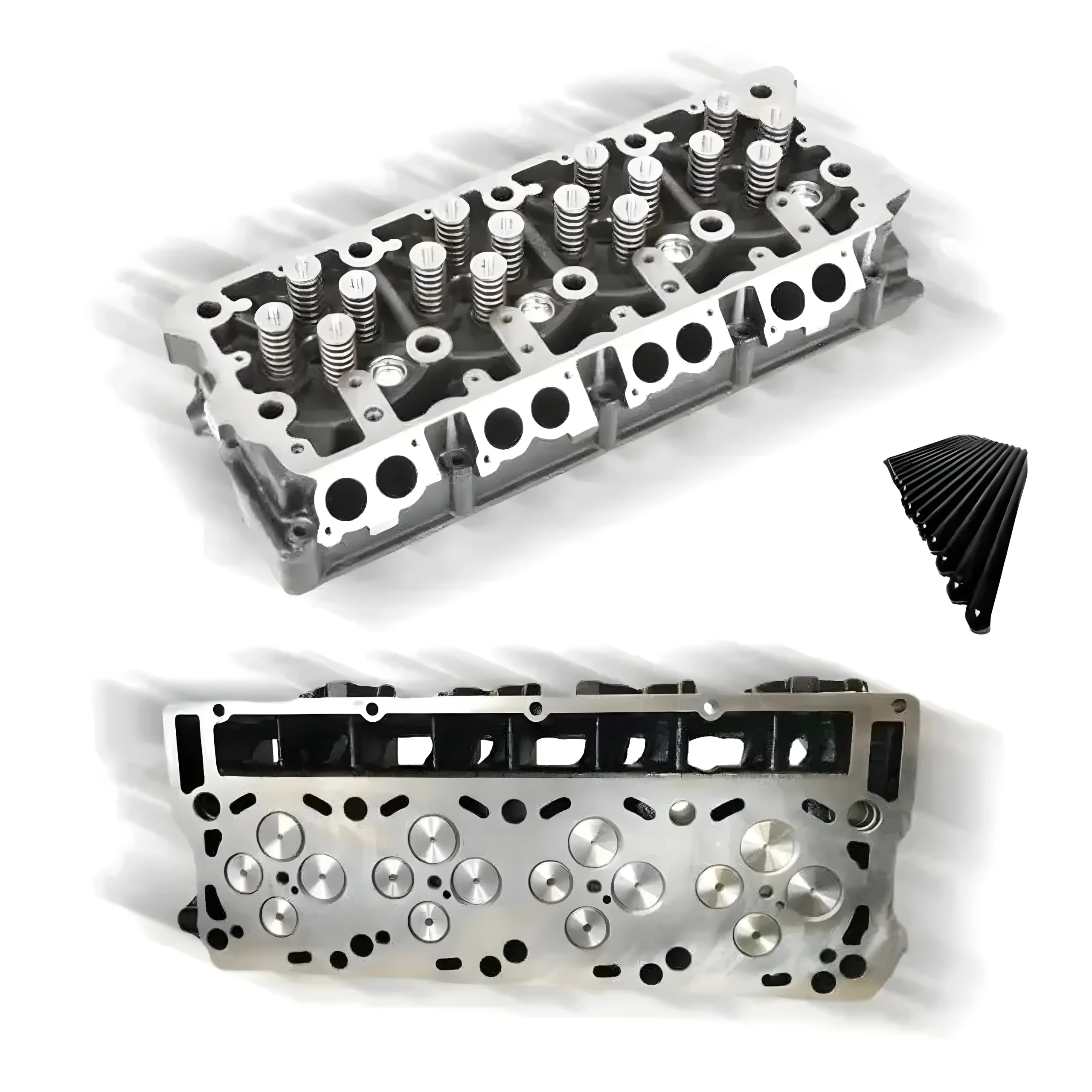New Pair 6.4L Ford Powerstroke Cylinder Heads Plus Performance Pushrods